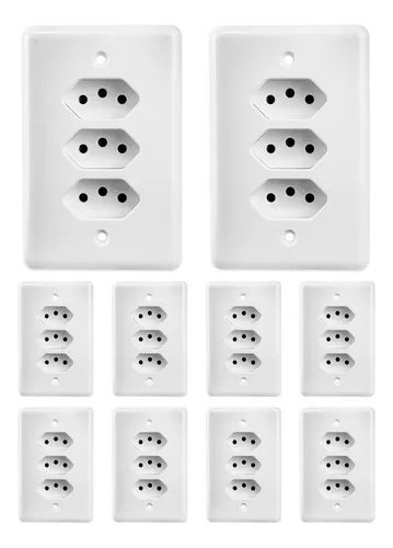 Kit de 10 unidades, triple enchufe, 10 A, monobloque, 2 unidades, 4 x 2 ... Kit de 10 unidades, triple enchufe, 10 A, monobloque, 2 unidades, 4 x 2 ...