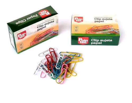 Clips De Colores 100 Un 33mm Pointer Artesano Libreria Cuotas Sin