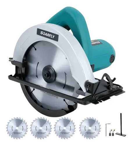 Sierra Circular Eléctrica Cortadora De Madera 1800w +4discos Color Azul ...
