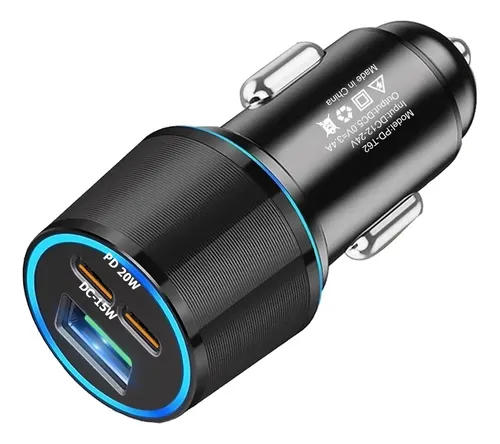Cargador Para Auto 2 Tipo C 20w Y Usb Qc 3.0 Carga Rapida Pd | MercadoLibre