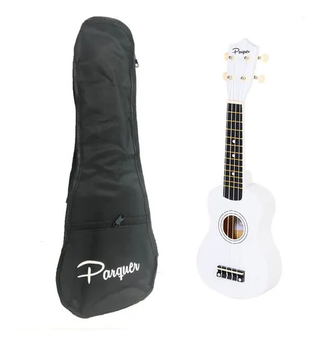 Ukelele Soprano Parquer Para Niños De Madera + Funda + Pua Color Blanco Ukelele Soprano Parquer Para Niños De Madera + Funda + Pua Color Blanco