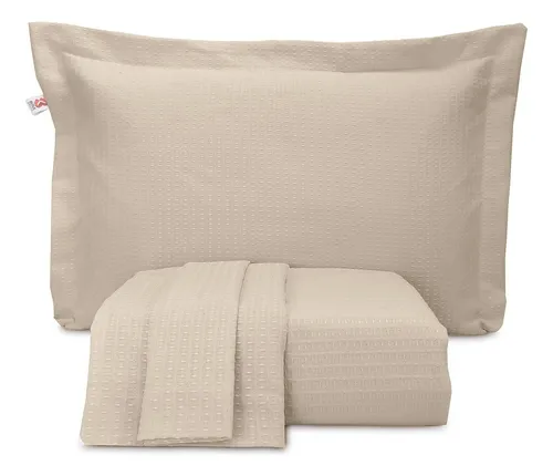 Kit Colcha Casal Queen Piquet Berve Enxovais Cor Bege | Frete grátis