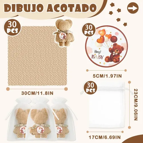 30 Sets Toalla Oso De, 30x30 Cm, Baby Recuerdos Bautizo | Envío gratis