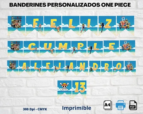 Banderines Imprimibles Cumpleaños One Piece Banderines Imprimibles Cumpleaños One Piece