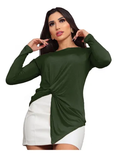 Blusa Feminina Soltinha Nozinho Manga Longa Social Inverno Mercadolivre