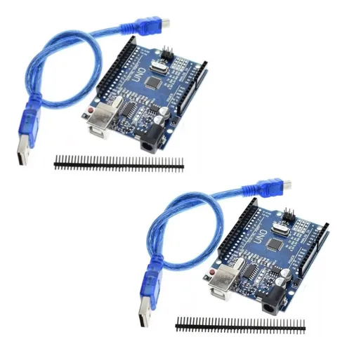 Kit 2x Pcs Para Arduino Uno Rev3 R3 Atmega328 Smd Cabo Usb