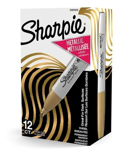 Marcador Permanente Sharpie Metálico Dorado Caja 12 Fino Oro | MercadoLibre