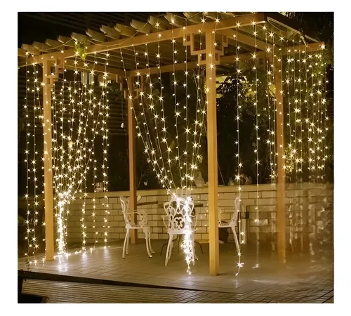 Luces Guirnalda Cortina De Luces Navidad 3x2 Mts 180 Led Amarillas ...