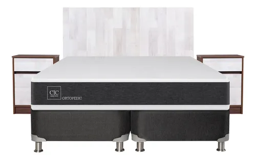Box Spring Ortopedic 2 Plazas + Set Legno - Gris | Cuotas sin interés