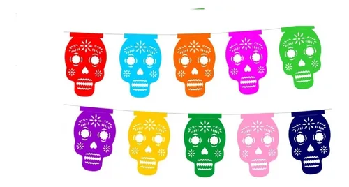 10 Tiras D Papel Picado Tradicional Calavera Dia De Muertos Meses Sin