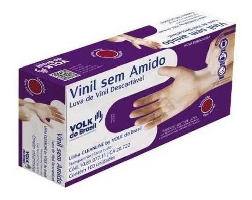 Luvas descartáveis Volk do Brasil cor transparente tamanho M de vinil x ... Luvas descartáveis Volk do Brasil cor transparente tamanho M de vinil x ...