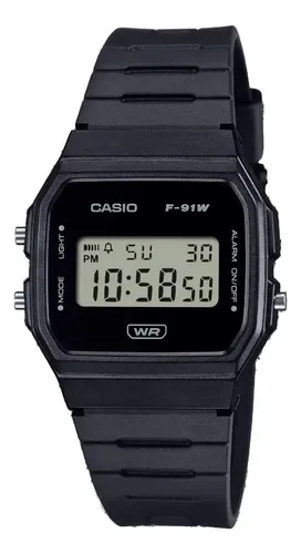 Reloj Casio Vintage Retro F-91wb-1adf Malla Negro Bisel Negro Fondo ...
