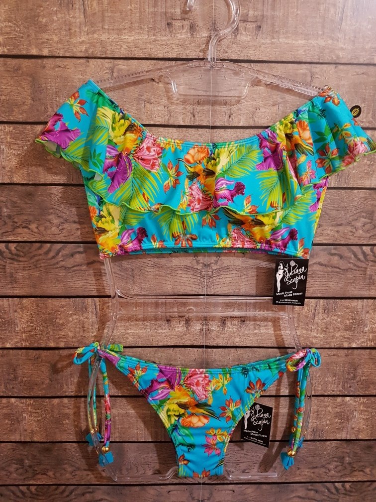 Biquíni Cropped Ciganinha Babado Bojo Calcinha Empina Bumbum Mercado