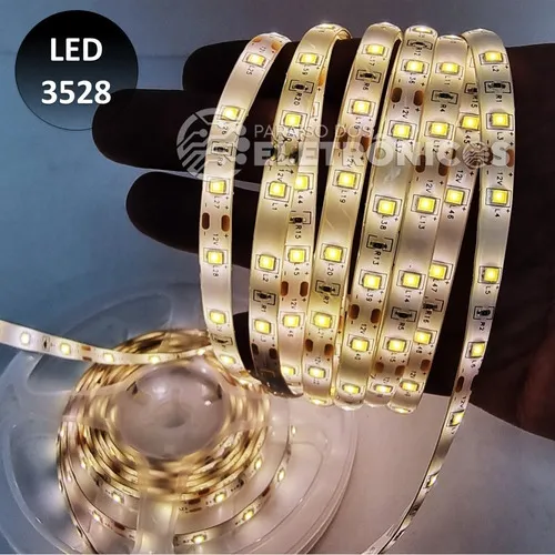 Rollo De Tiras Led 3528 De 5 M Color Blanco Cálido 300 Led