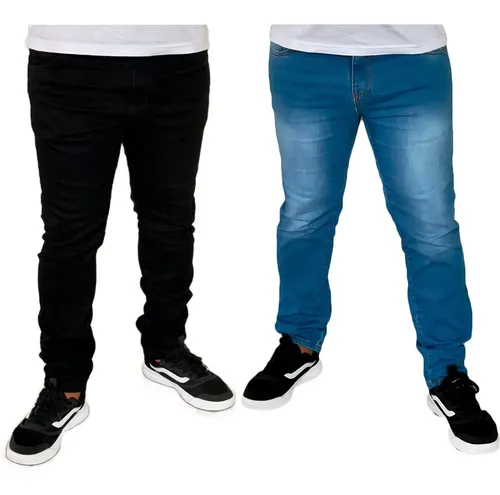 Kit 2 Calça Jeans Masculina Slim Original Elastano Lycra Conjunto