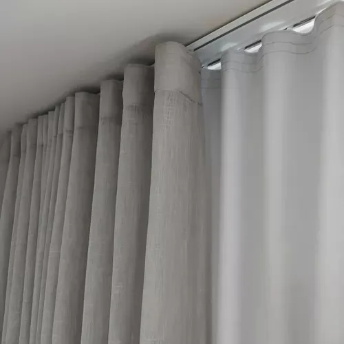 Kit 02 Cortinas Linho Com Forro Blackout 100% -trilho Duplo Cor Cinza Kit 02 Cortinas Linho Com Forro Blackout 100% -trilho Duplo Cor Cinza