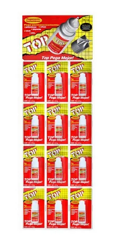 Adhesivo Instantaneo Uso General 03 Gr Tira Con 12 PiezasPegamento Top ... Adhesivo Instantaneo Uso General 03 Gr Tira Con 12 PiezasPegamento Top ...