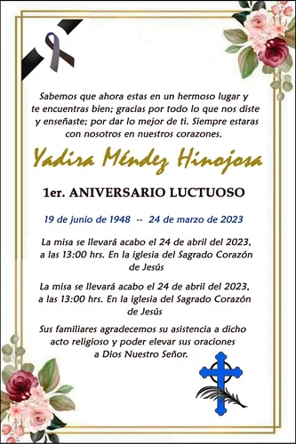 Esquelas Aniversario Luctuoso 25 Piezas 10 X 15 Cm En Venta En Iguala