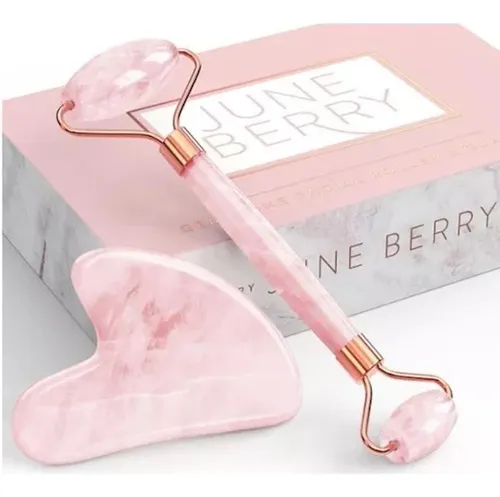 Rodillo Facial Jade Rosa + Gua Sha 100% Natural Masajeador Rodillo Facial Jade Rosa + Gua Sha 100% Natural Masajeador