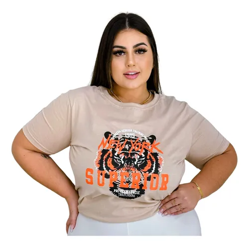 Camiseta Feminina Plus Size T Shirt Algodão Varias Estampas Mercadolivre