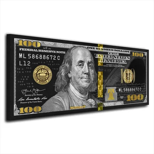 Cuadro Moderno Dólar 100 Art Benjamín Franklin 40x90 Cms | Cuotas sin ...