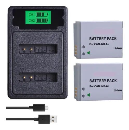 2 Baterías Nb-6l + Cargador Doble Cb-2lye Alternativo Canon | Cuotas sin interés