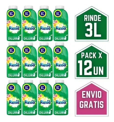 Rinso Detergente Líquido Para Diluir 500ml Pack 12 Unidades Cuotas Sin Interés