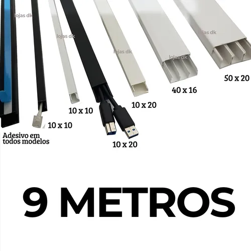 Canaleta Branca 20x10mm Adesivo Cola Esconde Fio 9 Metros ... Canaleta Branca 20x10mm Adesivo Cola Esconde Fio 9 Metros ...