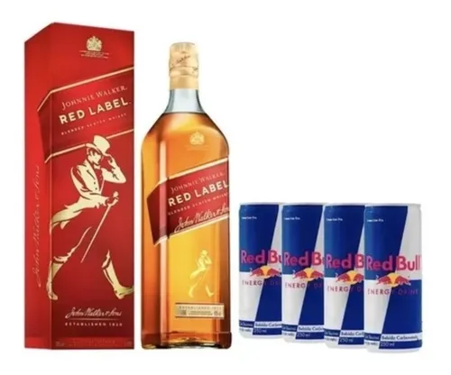 Combo Whisky Red Label 1l + 4 Energetico Red Bull | Parcelamento sem juros Combo Whisky Red Label 1l + 4 Energetico Red Bull | Parcelamento sem juros