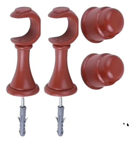 Kit de 2 soportes para barras de cortina con punta de caoba de 19 mm ... Kit de 2 soportes para barras de cortina con punta de caoba de 19 mm ...