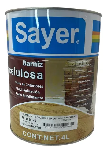 Primer De Nitrocelulosa Color Gris 1 Galon Sayer Pn 0034