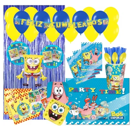 Set Decoración Fiesta Globos Motivo Bob Esponja 6 Pers Cuotas Sin