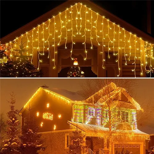 Serie Navideña Cascada De 1200 Luces Calido 21 Metros Meses Sin Interés