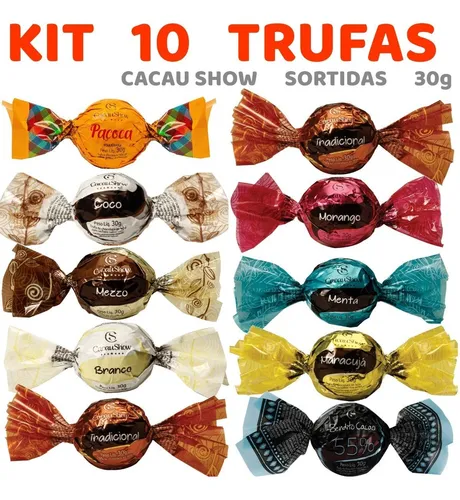 Kit 10x Trufas Sortidas Chocolate Cacau Show 30g Atacado