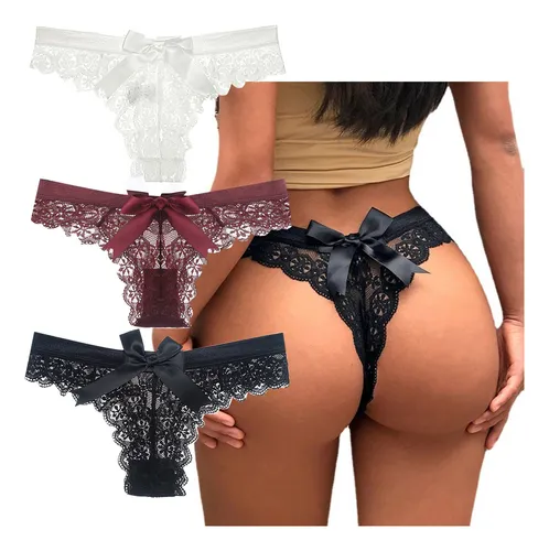 Tanga Sexy De Encaje, 3 Pares | Meses sin interés Tanga Sexy De Encaje, 3 Pares | Meses sin interés