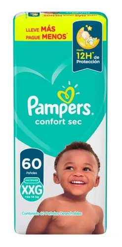 Pañales Desechables Pampers Confort Sec Xxg 60 Unidades Cuotas Sin