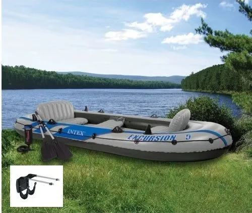 Bote Inflável Intex Excursion 5 Com Suporte De Motor Remos Bote Inflável Intex Excursion 5 Com Suporte De Motor Remos