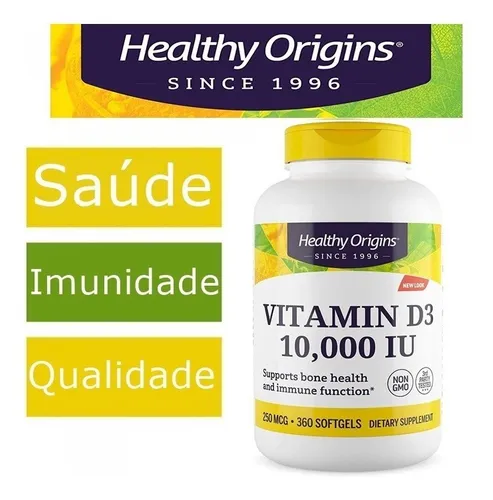 Healthy Origins Vitamina D3 10.000ui 360 Softgels Suplemento | Frete grátis Healthy Origins Vitamina D3 10.000ui 360 Softgels Suplemento | Frete grátis