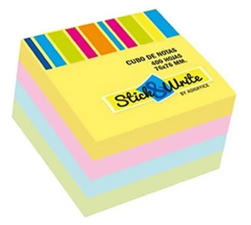 Pack 5x Taco Notas Adhesivas 400 Hojas Pastel 76x76mm Cuotas Sin Interés