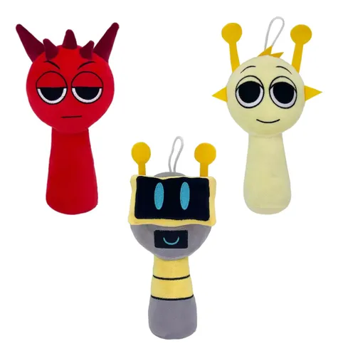3 Peluche Sprunki Raddy, Fun Bot Y Simon De 20 Cm. Sprunki Raddy Rojo ...
