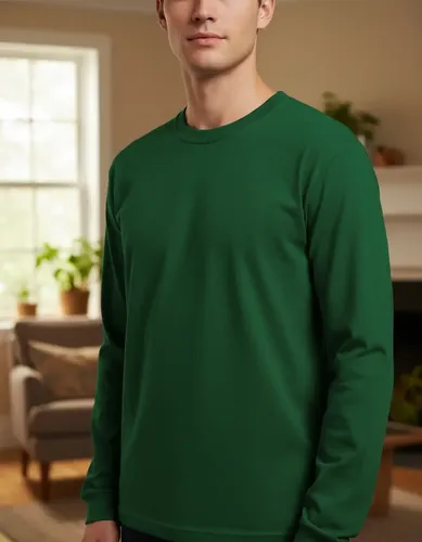 Polera Polo Verde Botella Manga Larga 100% Algodón | Cuotas sin interés