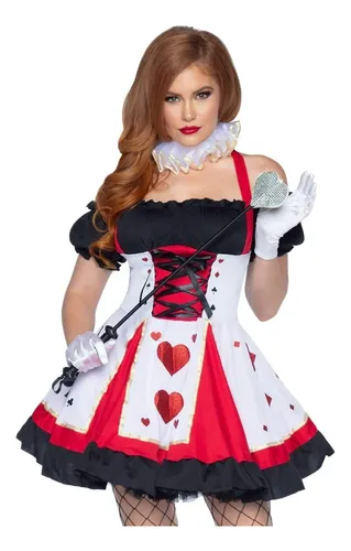 Disfraz Sexy De Reina De Corazones Dama Halloween Fiesta Envío Gratis