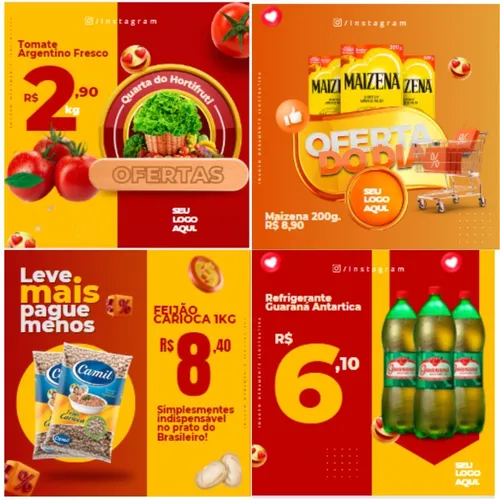 Pack Canva 21 Artes Editáveis Supermercado Encartes à Venda Em Duque De