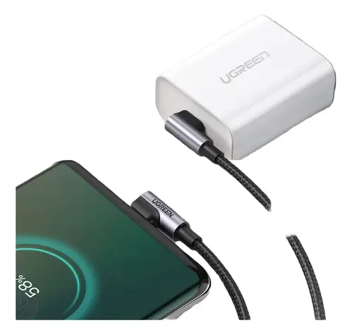 Cable Curvo Doble Usb-c/usb-c 3a Pd3.0 60w Max 2m Trenzado N Negro ...