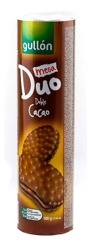 Biscoito Mega Duo Double Cacao Recheado Gullón 500g Espanha