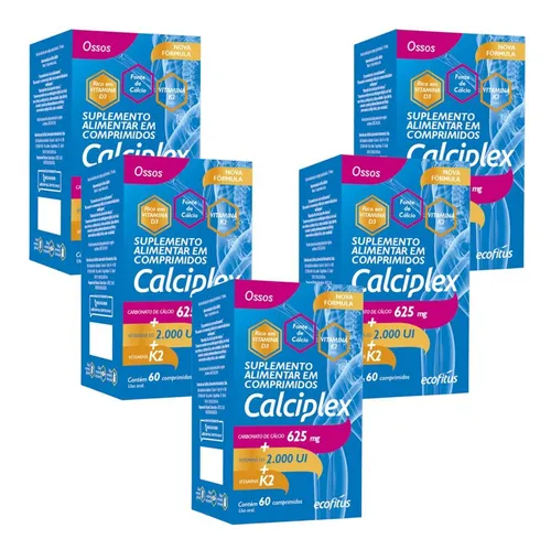 Calciplex 2.000ui D3 + K2 Com 5 Caixas 60 Comprimidos Cada | Frete grátis