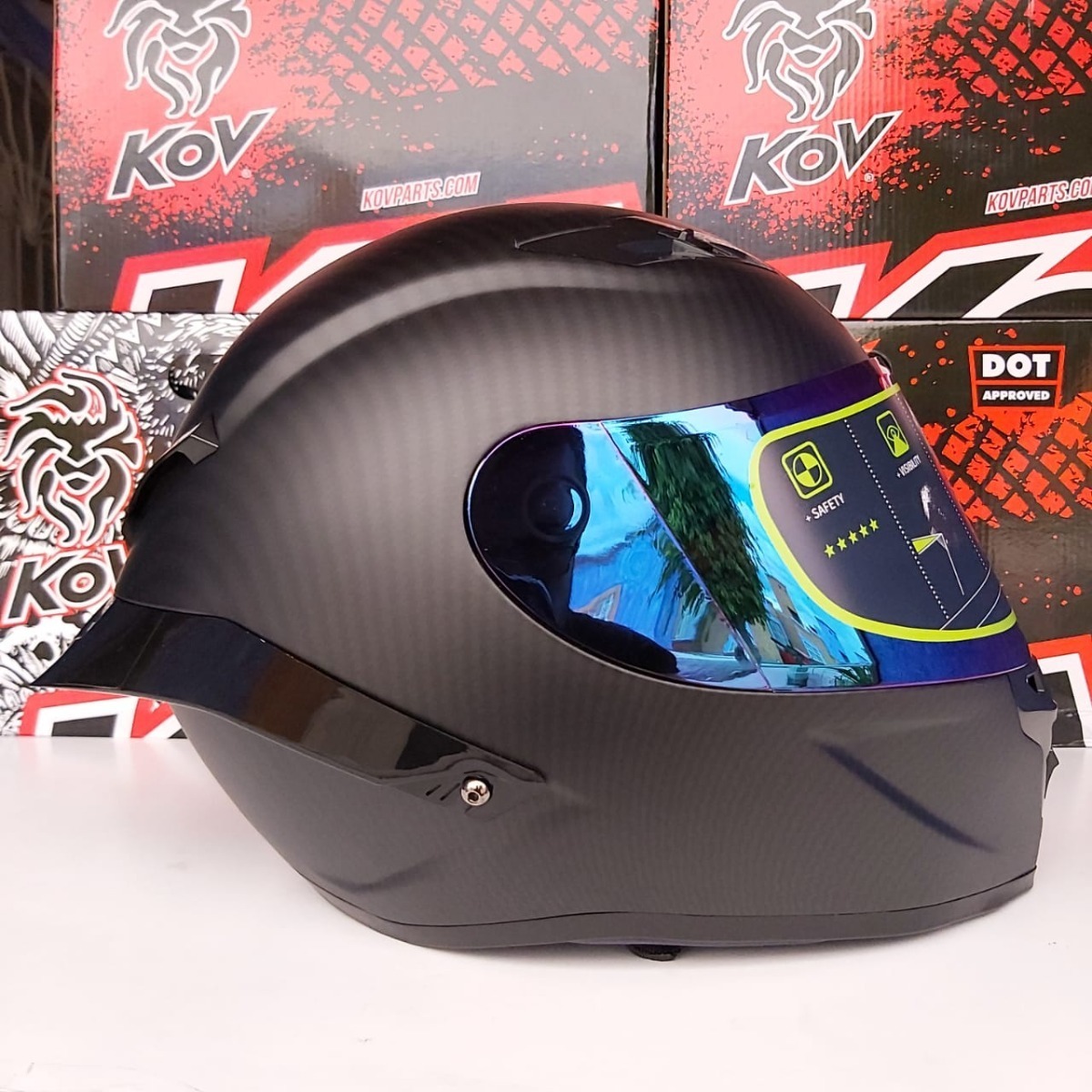 Casco Kov Kc1 Negro Carbon Con Certificado Dot | Envío gratis