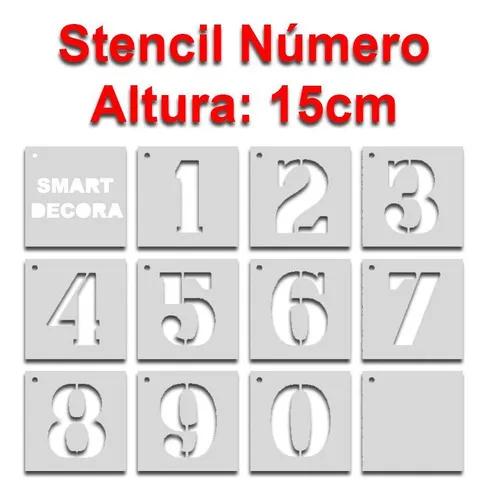 Stencil Molde Vazado Para Pintura Números 15cm De Altura | MercadoLivre