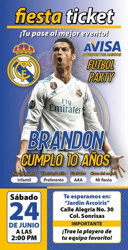 Invitación Digital Cristiano Ronaldo Real Madrid Mod 01 En Venta En San