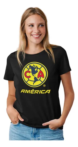 Playera Negra De Mujer Club América Logo Oficial Meses Sin Interés